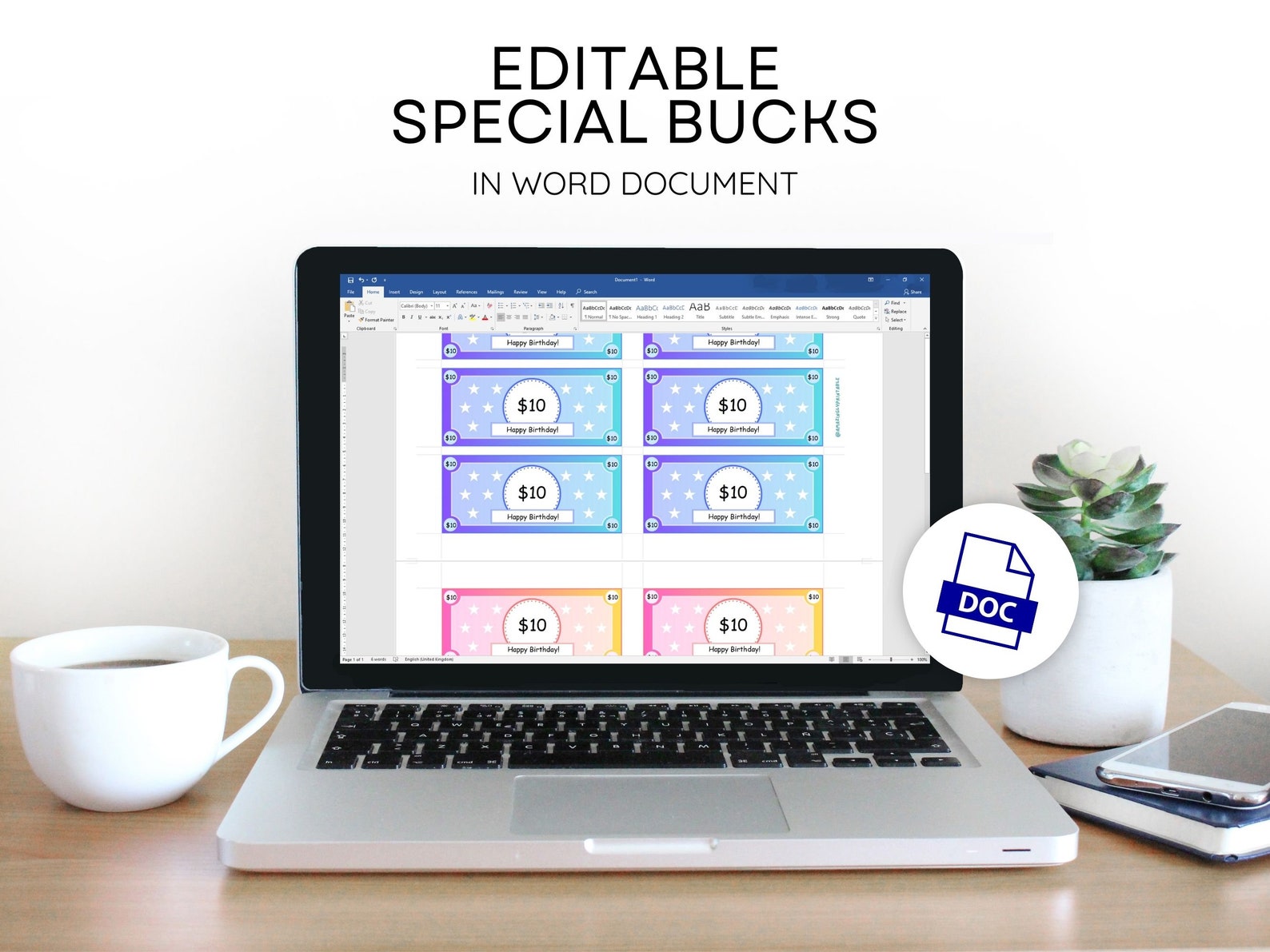 Editable Reward Bucks for Kids Printable Pretend Play Money Allowance ...