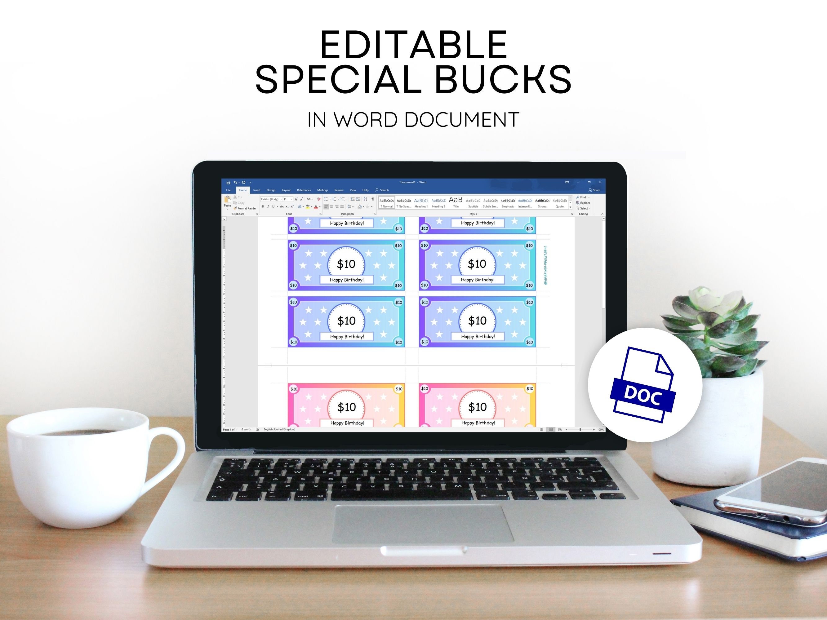 Editable Reward Bucks for Kids Printable Pretend Play Money Allowance ...