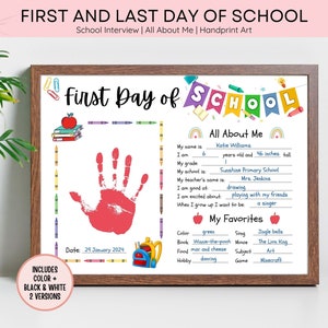 First and Last Day of School Printable, Handprint Art, Handprint Craft ...