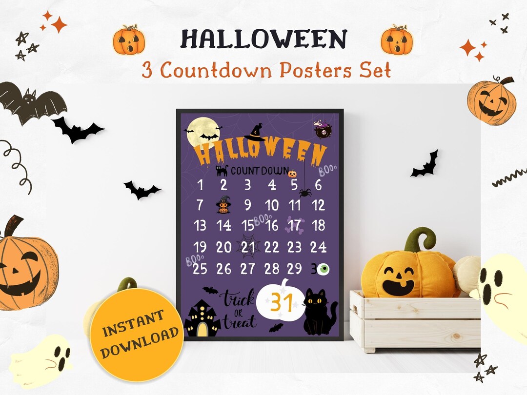 Halloween Countdown Printable 31 Days Kids Advent Calendar Homeschool ...