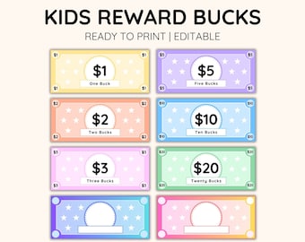 EDITABLE Mom Bucks, Play Money, Reward Bucks, Kids Reward System, Chore ...