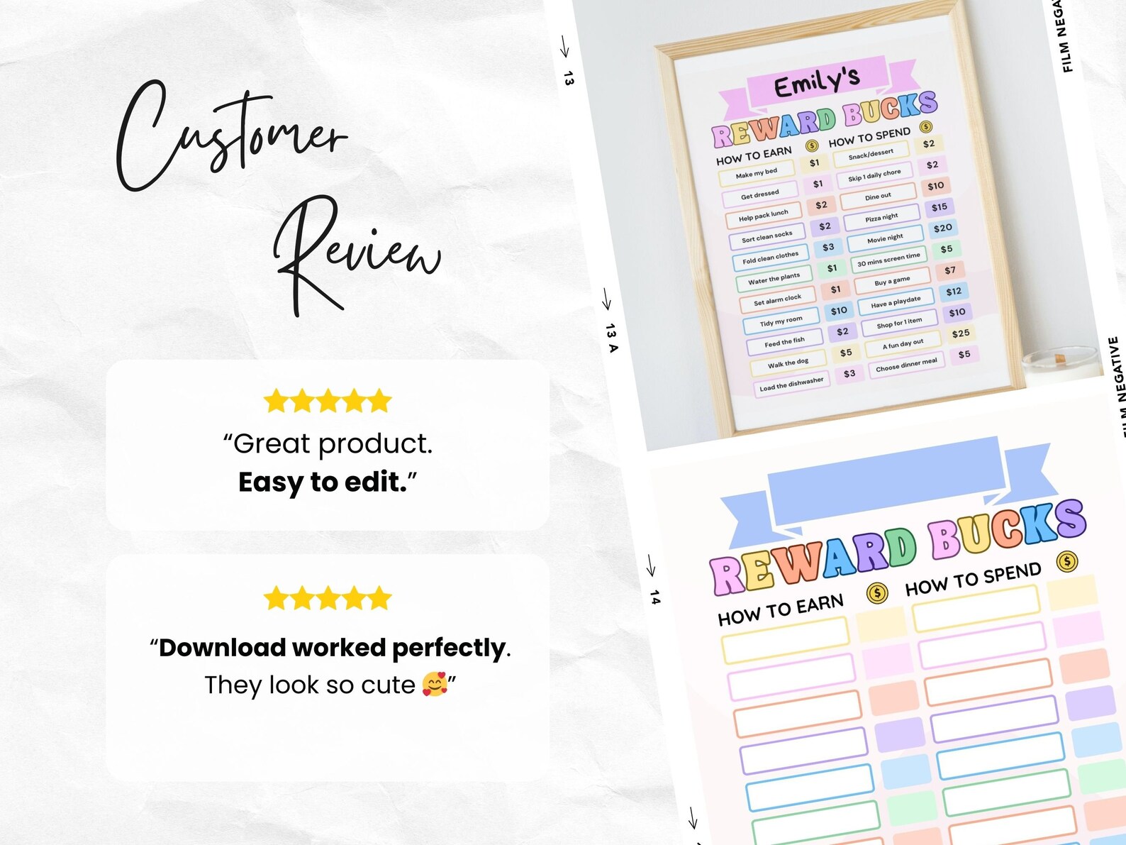 EDITABLE Kids Reward Bucks Printable Kids Reward Chore Bucks, Printable ...