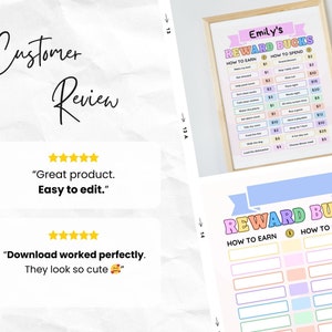 EDITABLE Kids Reward Bucks Printable Kids Reward Chore Bucks, Printable ...