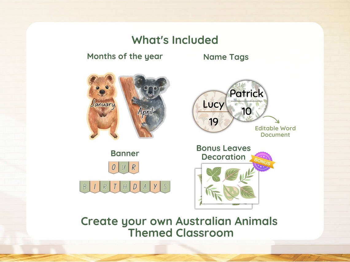 Australian Animals Birthday Bulletin Board Kit | Editable Australian ...