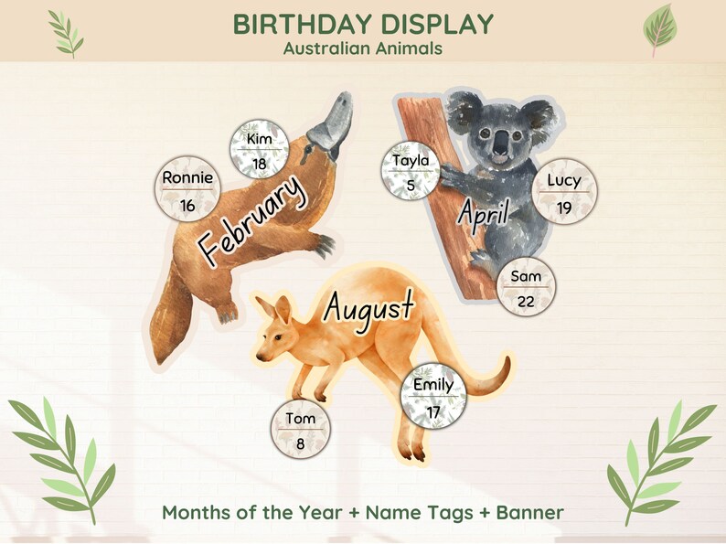 Australian Animals Birthday Bulletin Board Kit | Editable Australian ...