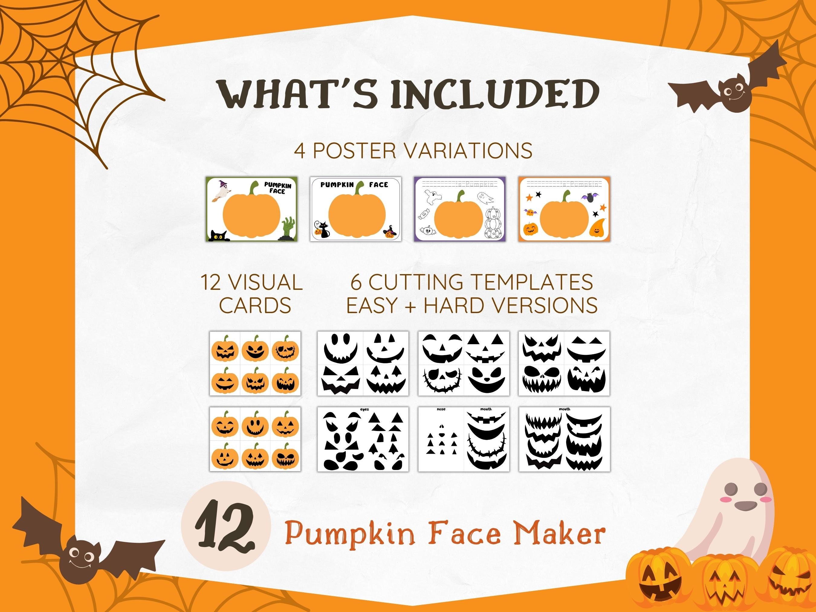 Jack O'lantern Printable Craft Halloween Pumpkin Faces Indoor Preschool ...