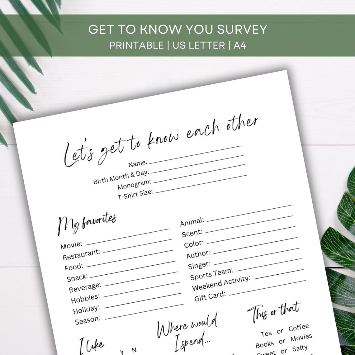 Get to Know You Question Coworker Questions Printable Employee Favorite ...