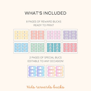 Printable Kids Reward Bucks, Play Money (editable Digital Download) - Etsy