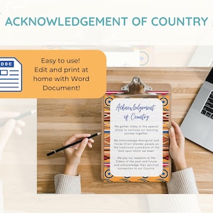 Editable Acknowledgement of Country Sign Indigenous Poster Aboriginal ...