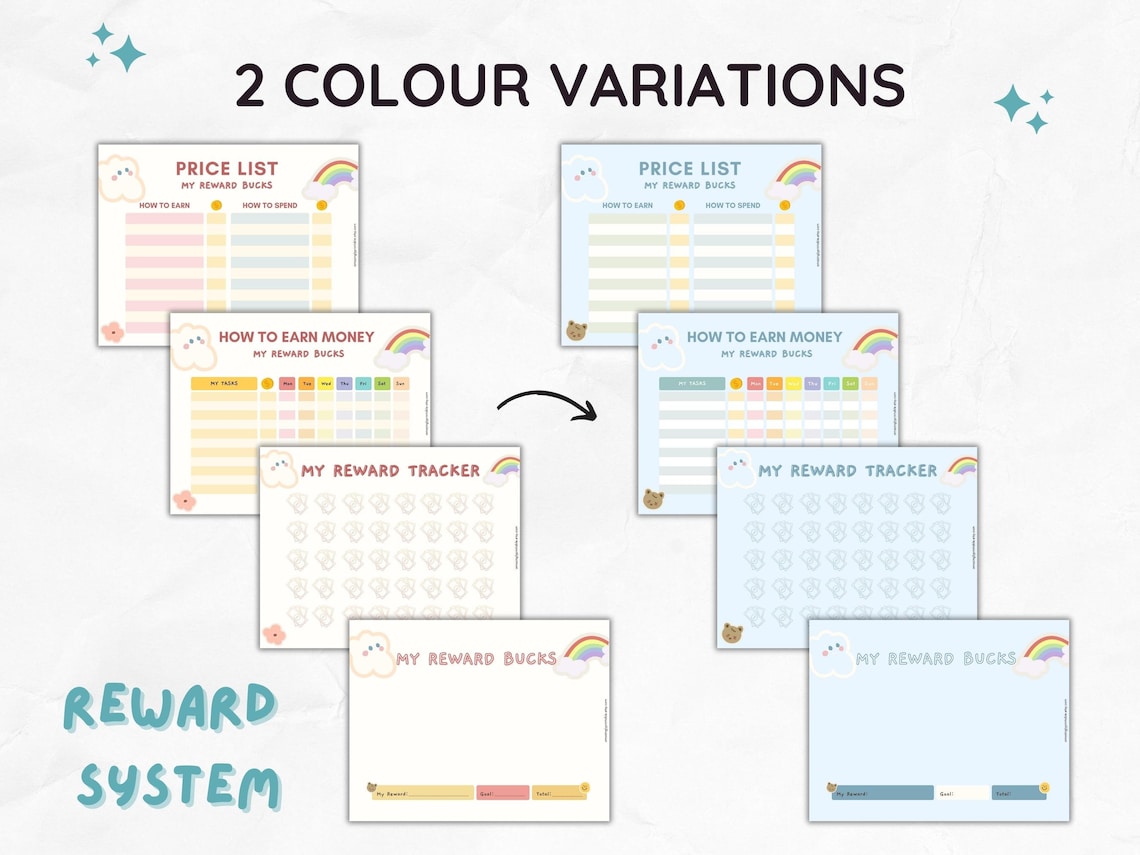 Editable Kids Reward Chart How to Earn Money Chore Chart for Kids ...