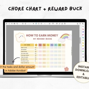 Editable Kids Reward Bucks PRINTABLE Reward Chart for Kids Reward ...