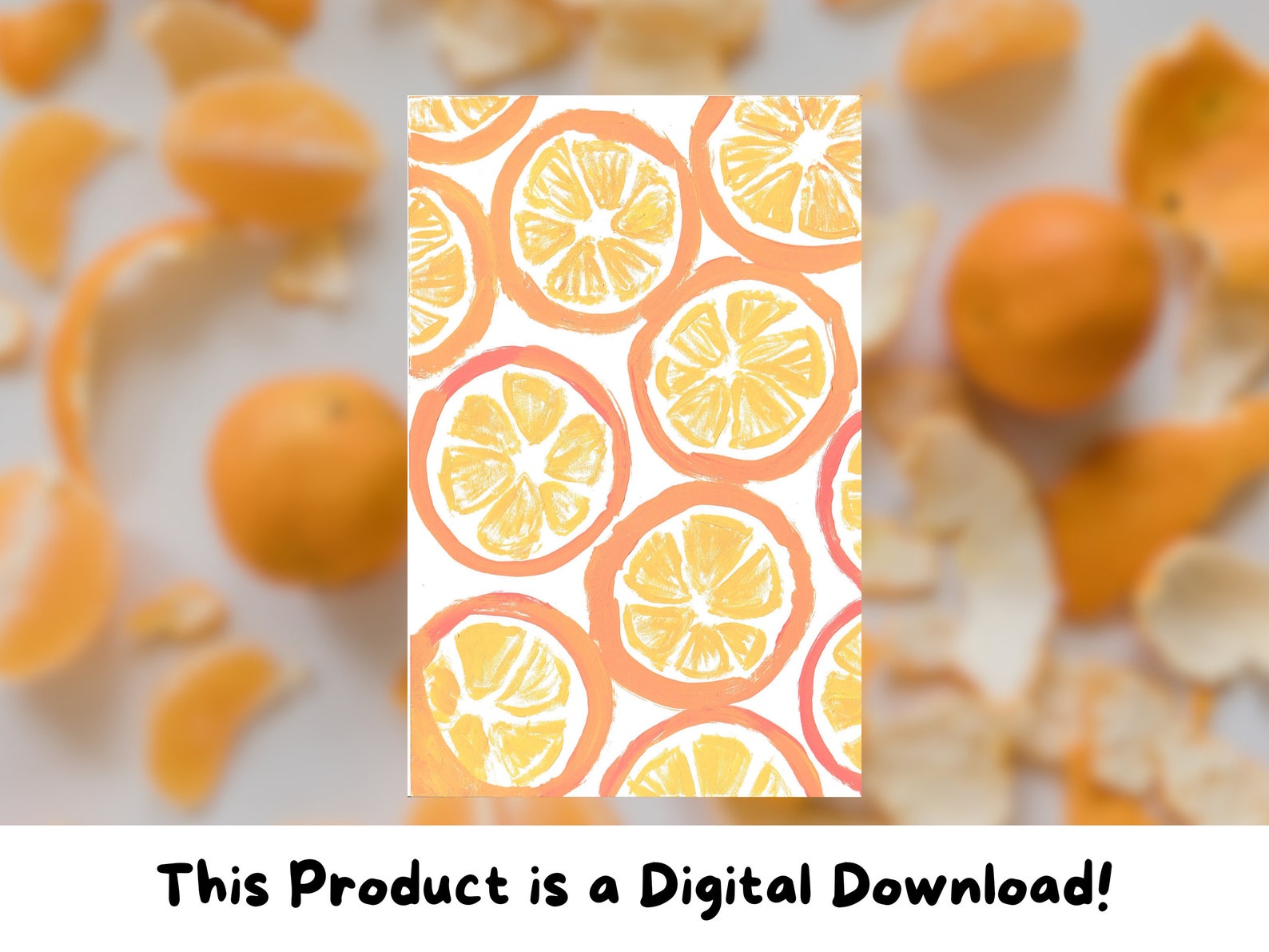 Printable A9 Greeting Card Hand-painted Orange Slice Printable Card for ...