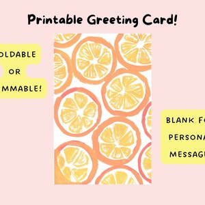 Printable A9 Greeting Card Hand-painted Orange Slice Printable Card for ...