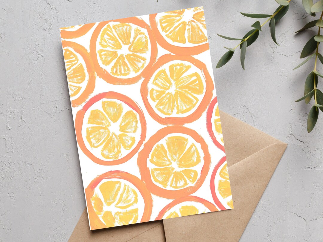 Printable A9 Greeting Card Hand-painted Orange Slice Printable Card for ...