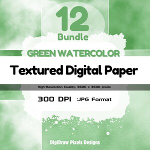 12 Green Watercolor Texture Papers Bundle| Digital Download|green ...