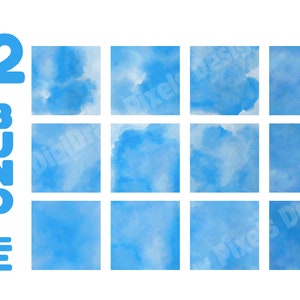 12 Blue Watercolor Texture Papers|digital Download|blue Background ...