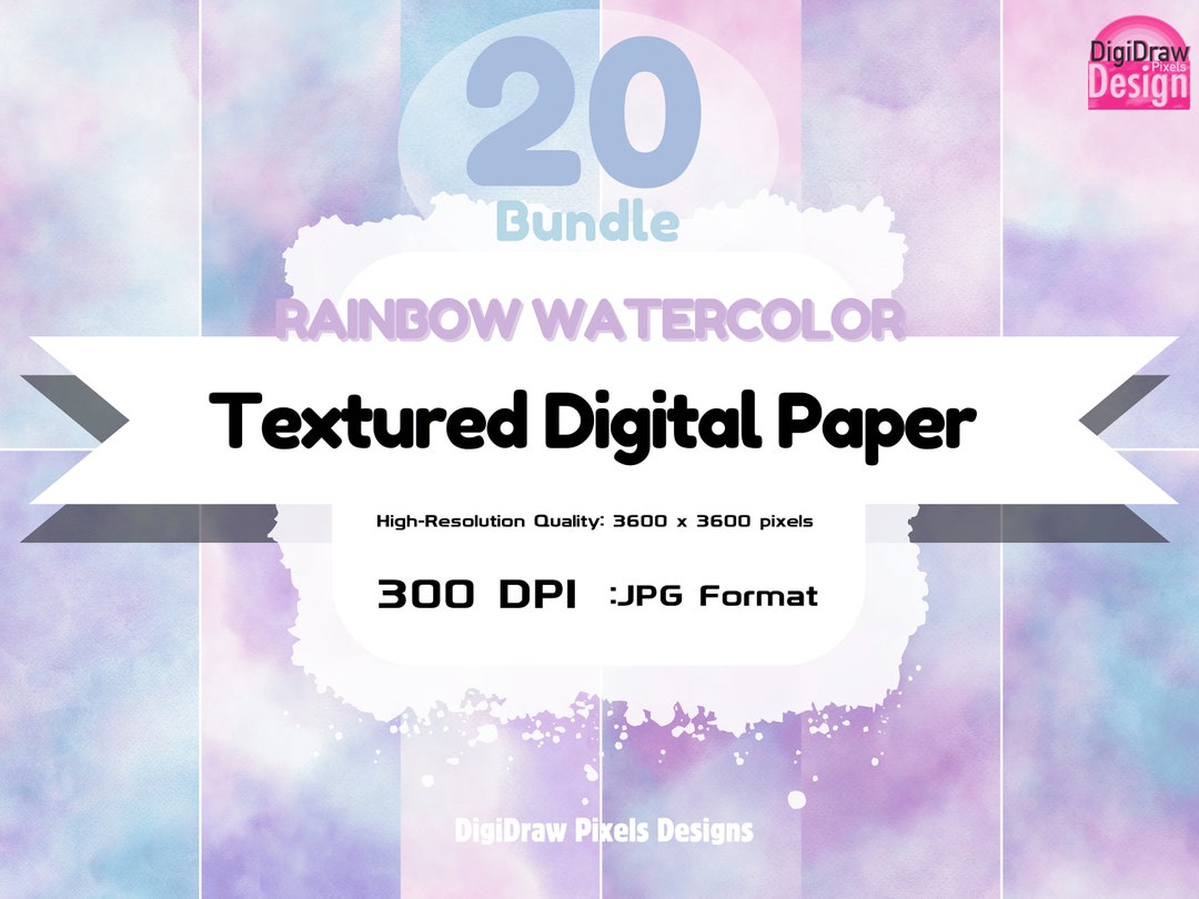 20 Rainbow Watercolor Texture Papers| Digital Paper | Instant Download ...
