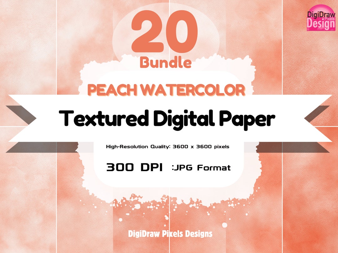 20 Peach Watercolor Texture Papers | Digital Download|peach Background ...