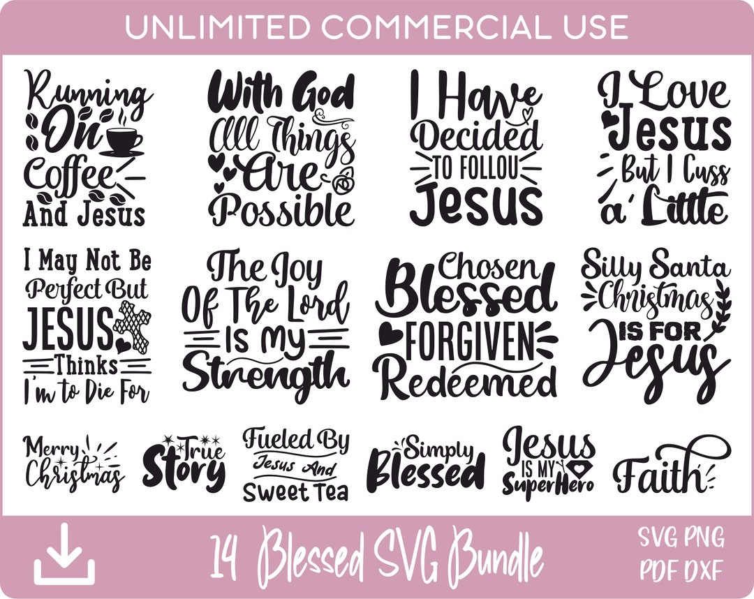 14 Blessed Quotes SVG Bundle, Christian SVG, Religious SVG, for Cricut ...