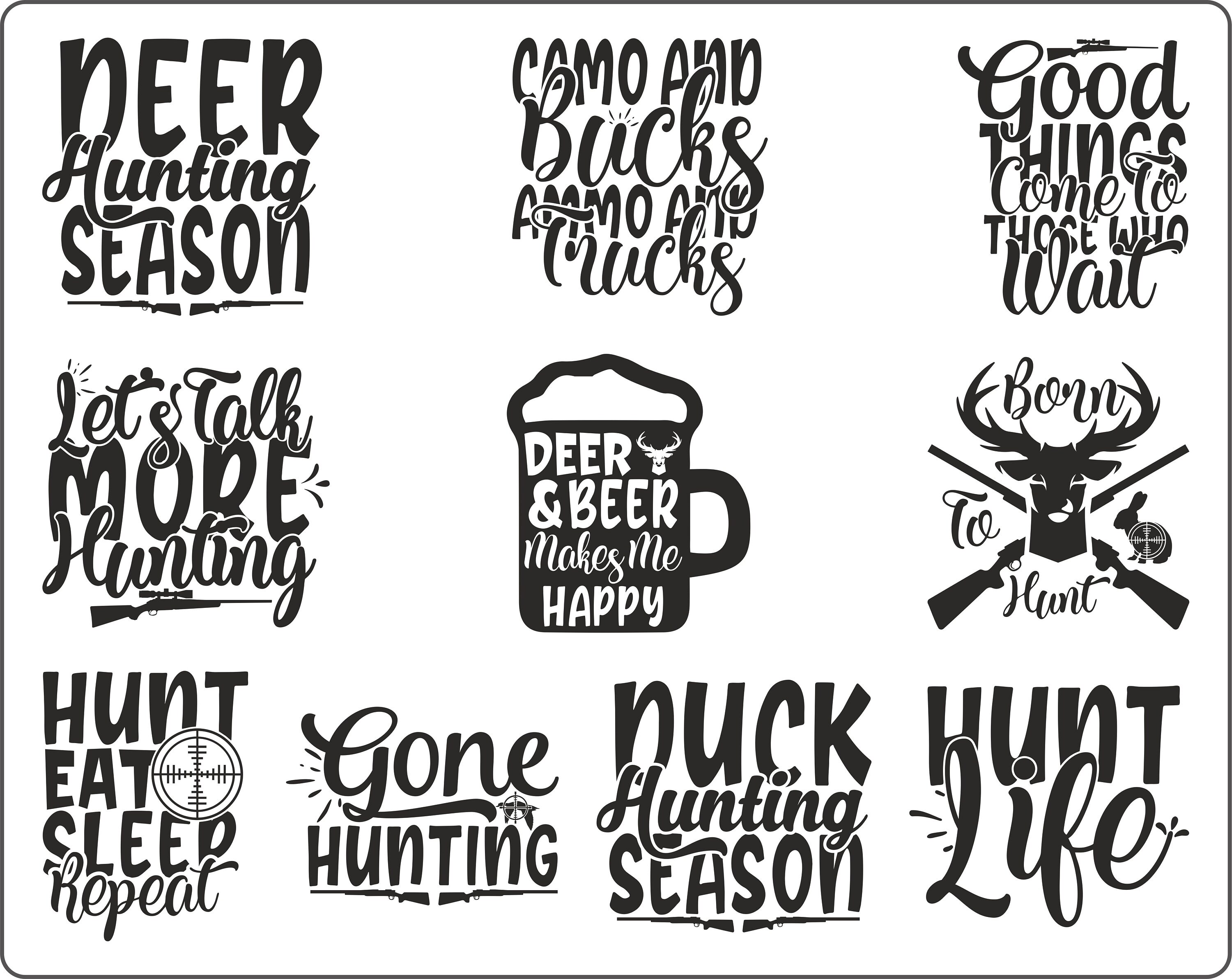 19 Hunting Quotes SVG Bundle, Hunting Life SVG, for Cricut & Silhouette ...