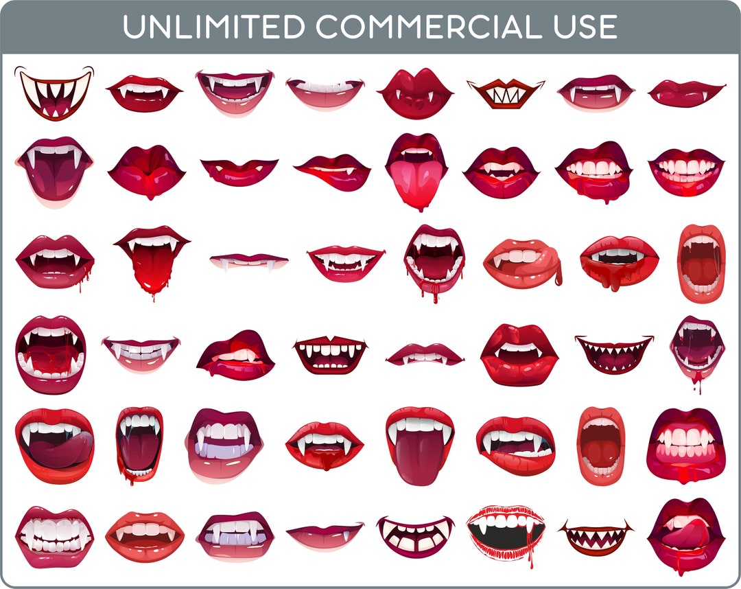 48 Vampire Lips Svg Bundle, Dripping Lips Svg, Vampire Fangs, Bloody ...
