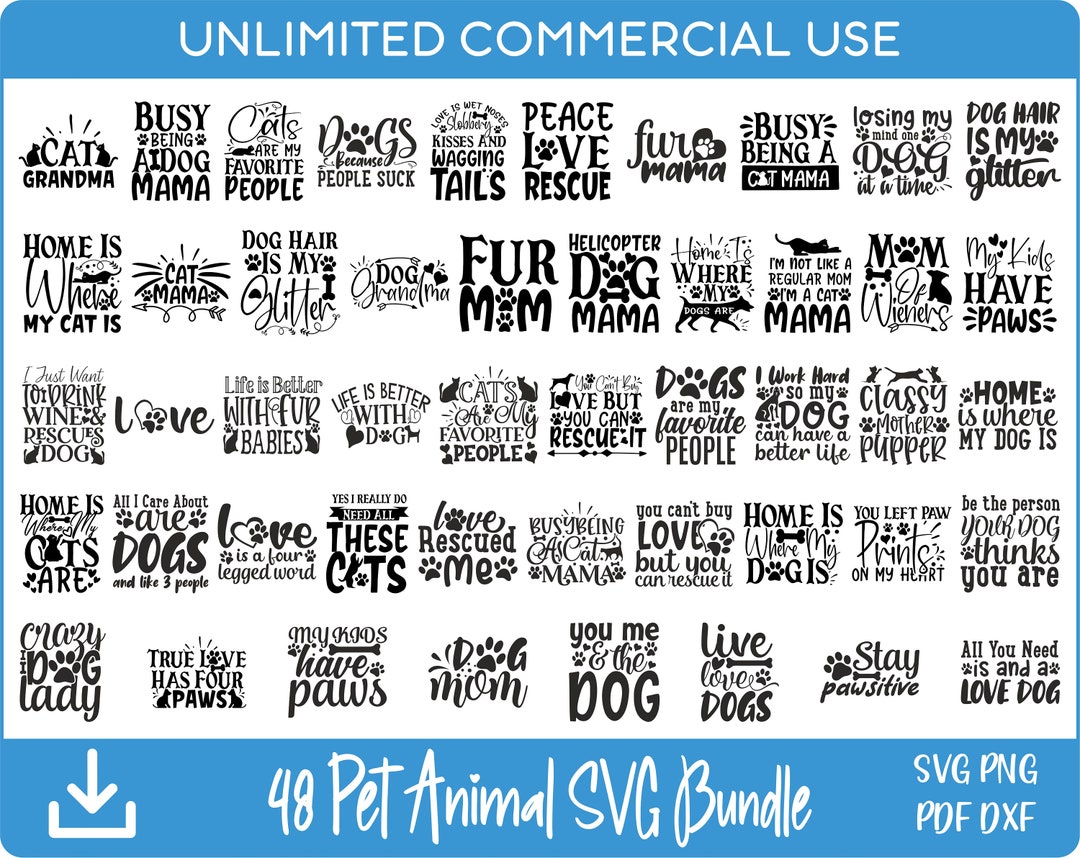 48 Pet Animal Quotes SVG Bundle, Dog Mom SVG, Cat Mom SVG, Dog Dad Svg ...
