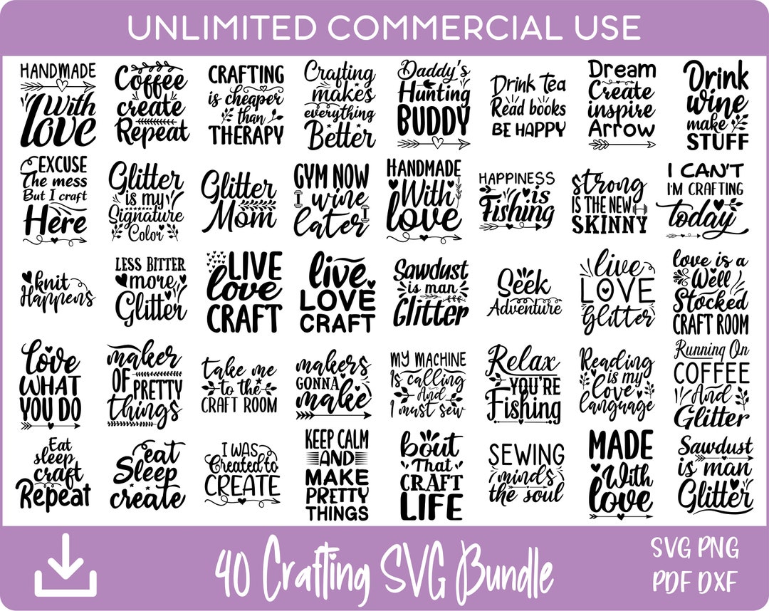 40 Crafting Quotes SVG Bundle, Crafter SVG, Hobbies SVG for Cricut ...