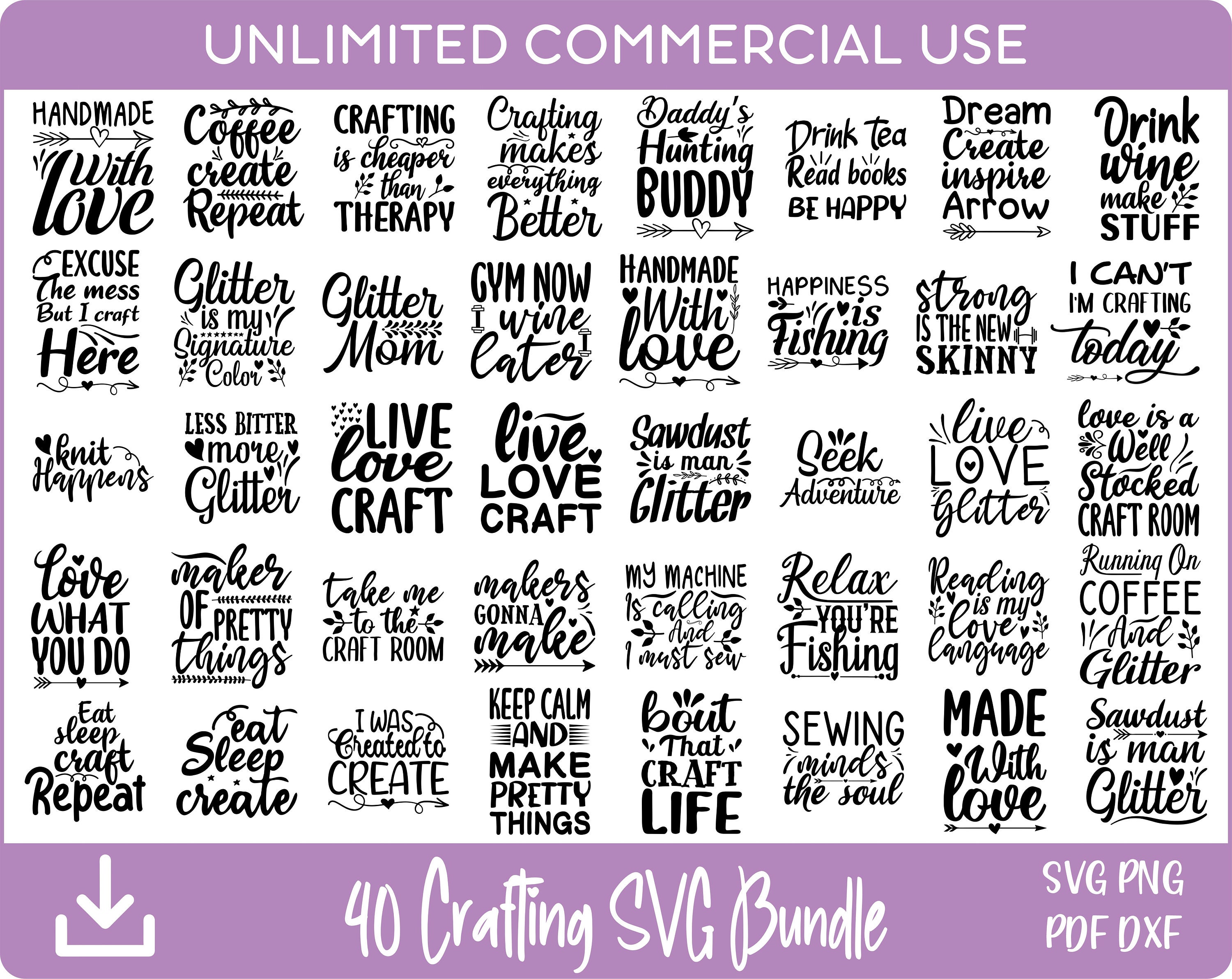 40 Crafting Quotes SVG Bundle, Crafter SVG, Hobbies SVG for Cricut ...