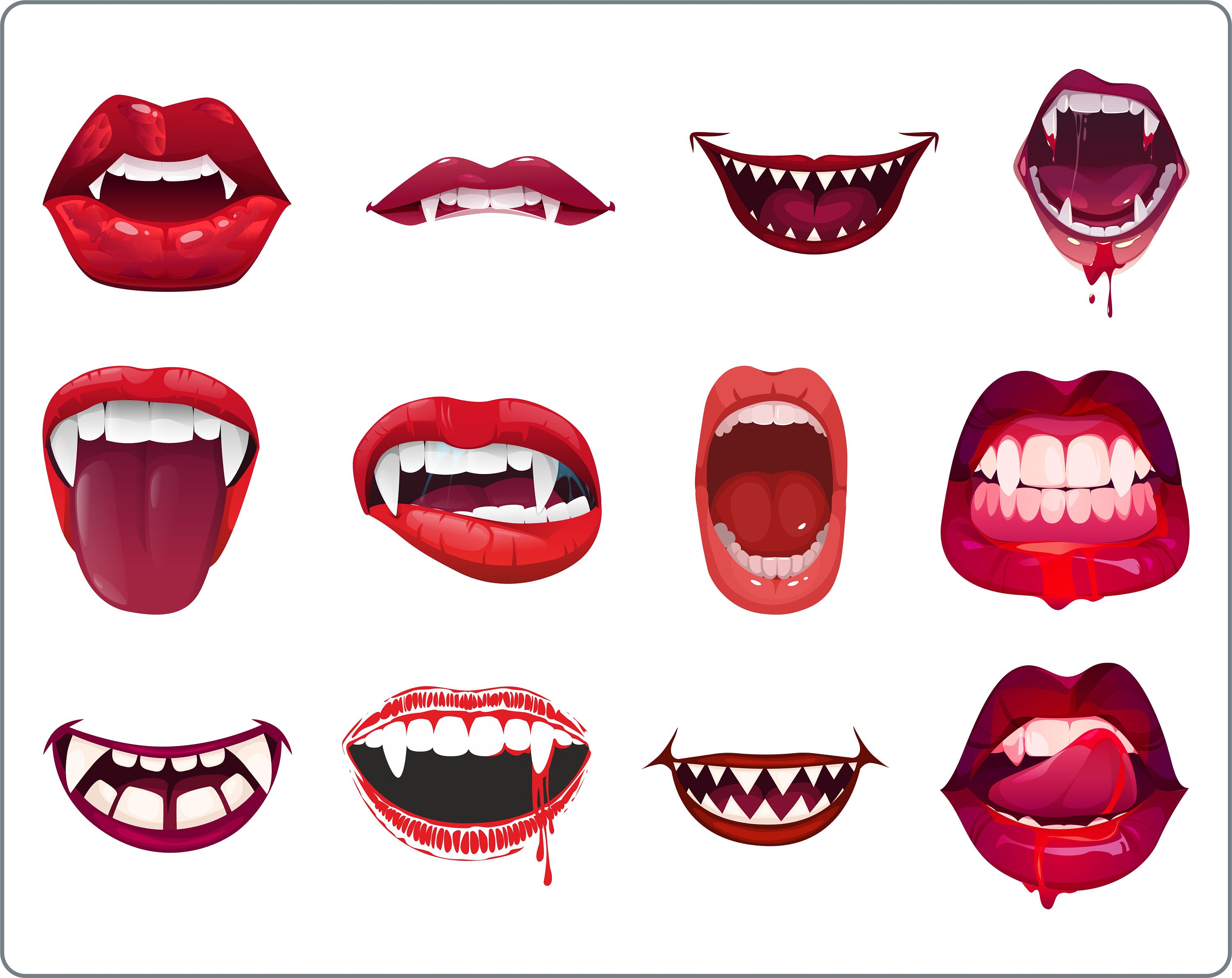 48 Vampire Lips Svg Bundle, Dripping Lips Svg, Vampire Fangs, Bloody ...