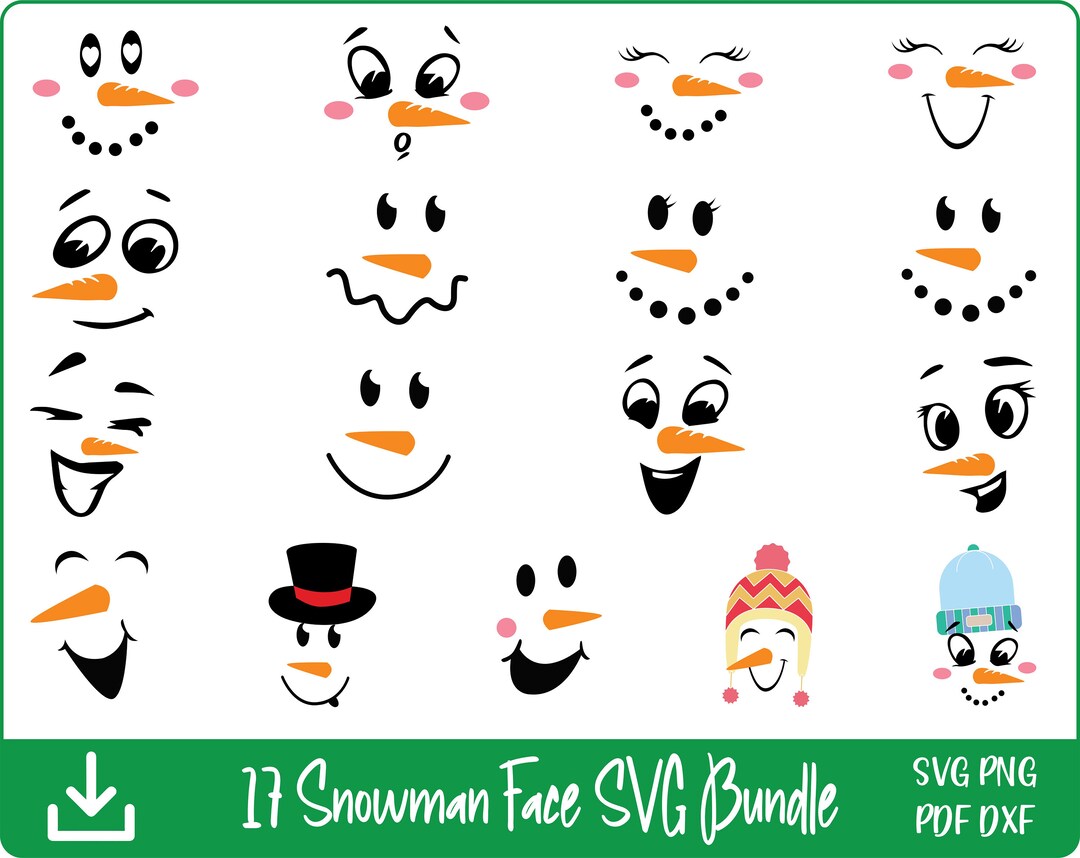 17 Snowman Face Svg Bundle, Snowman Svg, Snowman Clipart, Christmas Svg ...