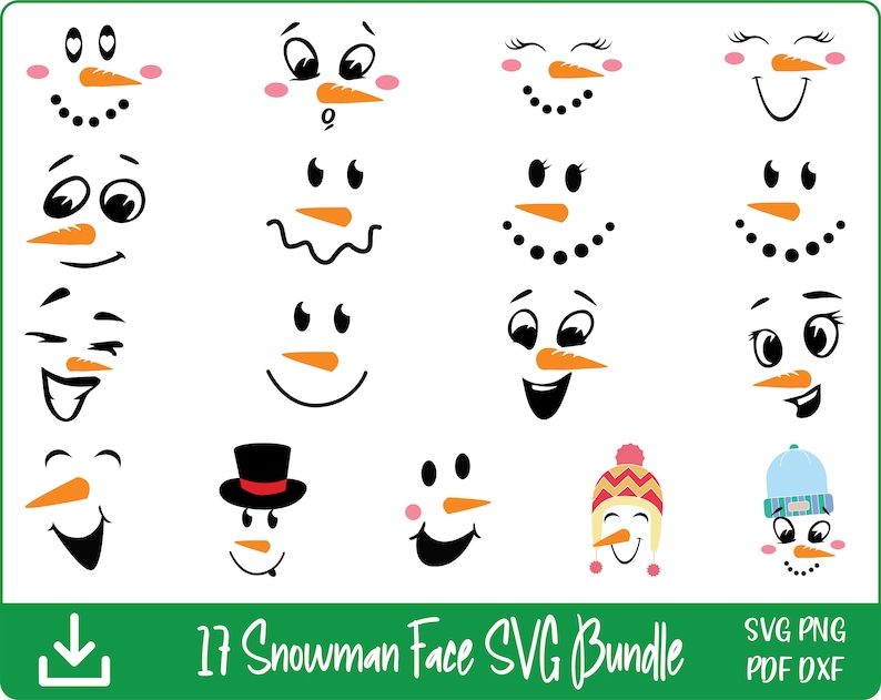 17 Snowman Face Svg Bundle, Snowman Svg, Snowman Clipart, Christmas Svg ...