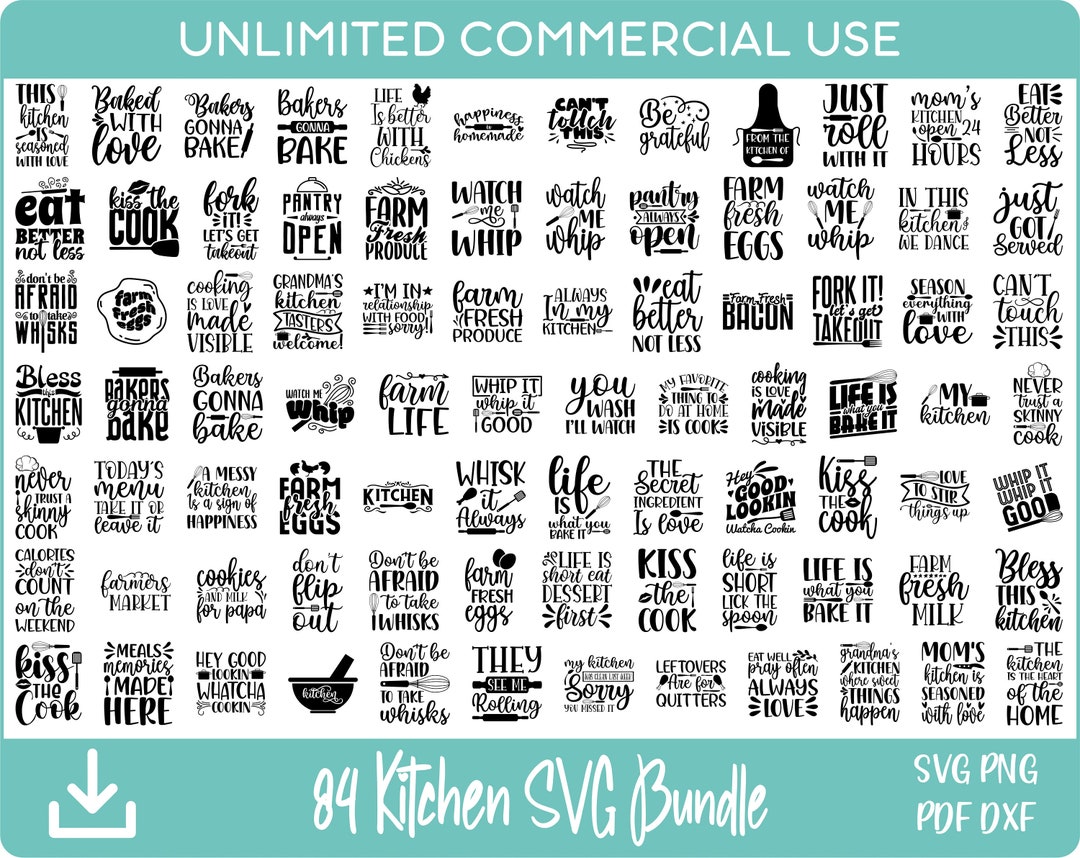 Kitchen Svg Bundle, Kitchen Monogram Svg, Baking Svg, Cooking Svg ...