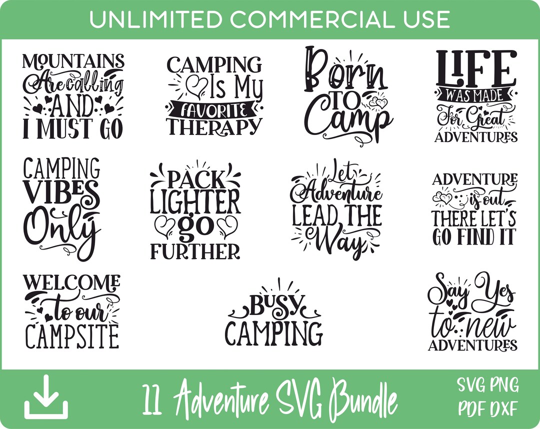 11 Adventure Quotes SVG Bundle, Camping SVG, Mountain SVG, for Cricut ...