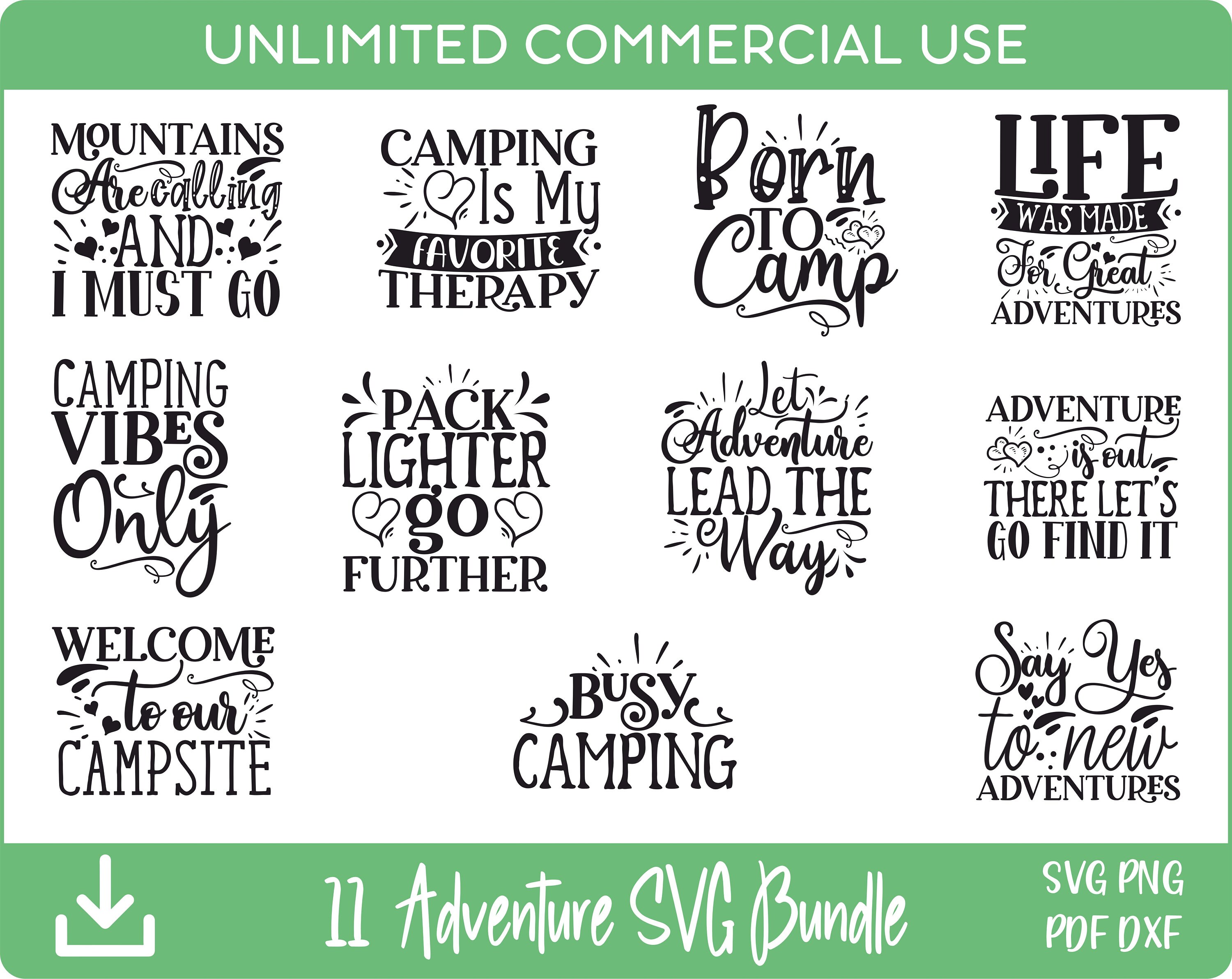 11 Adventure Quotes SVG Bundle, Camping SVG, Mountain SVG, for Cricut ...