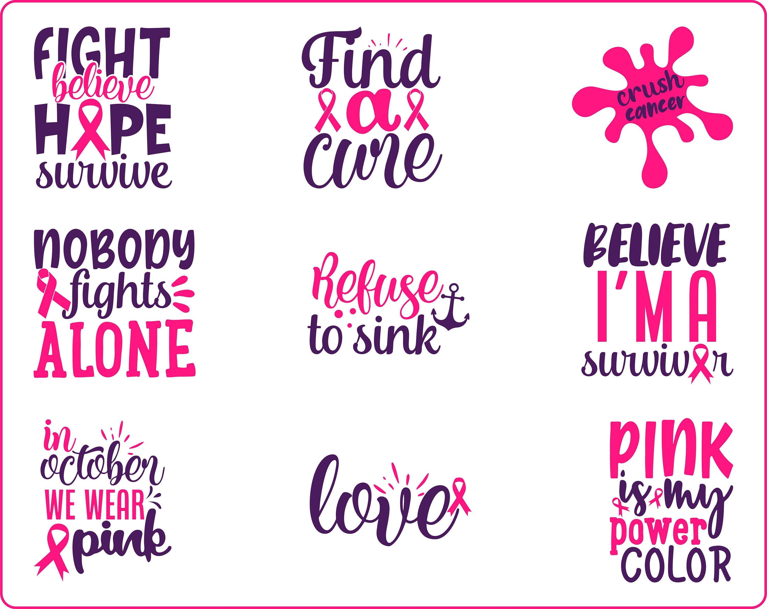 15 Cancer Quotes Svg Bundle Awareness Ribbon Svg Fight Cancer Svg For Cricut And Silhouette
