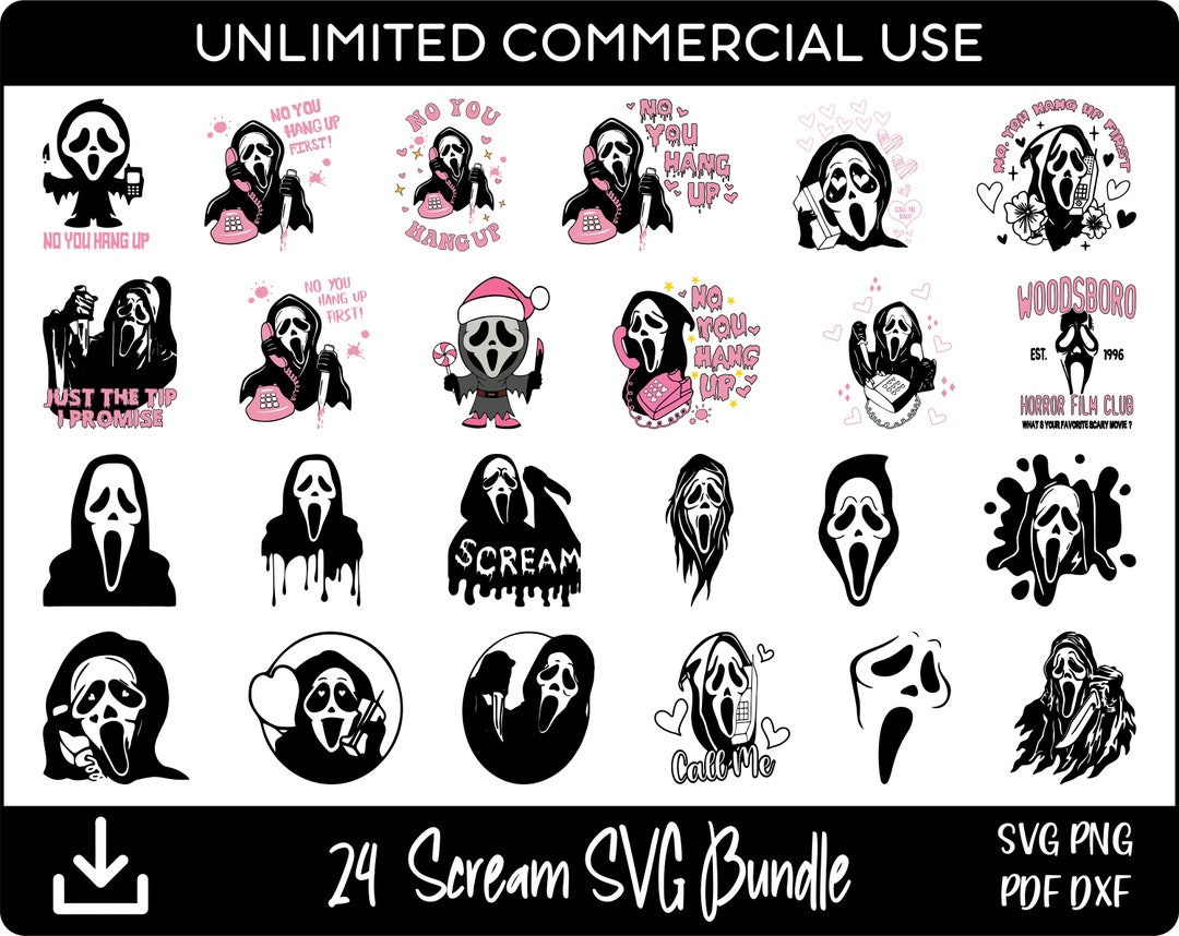 24 Scream SVG Bundle, Horror SVG, Ghostface Svg, Scream Mask Svg for ...