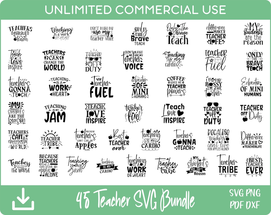 45 Teacher Quotes SVG Bundle, School SVG, Back to School SVG, for ...