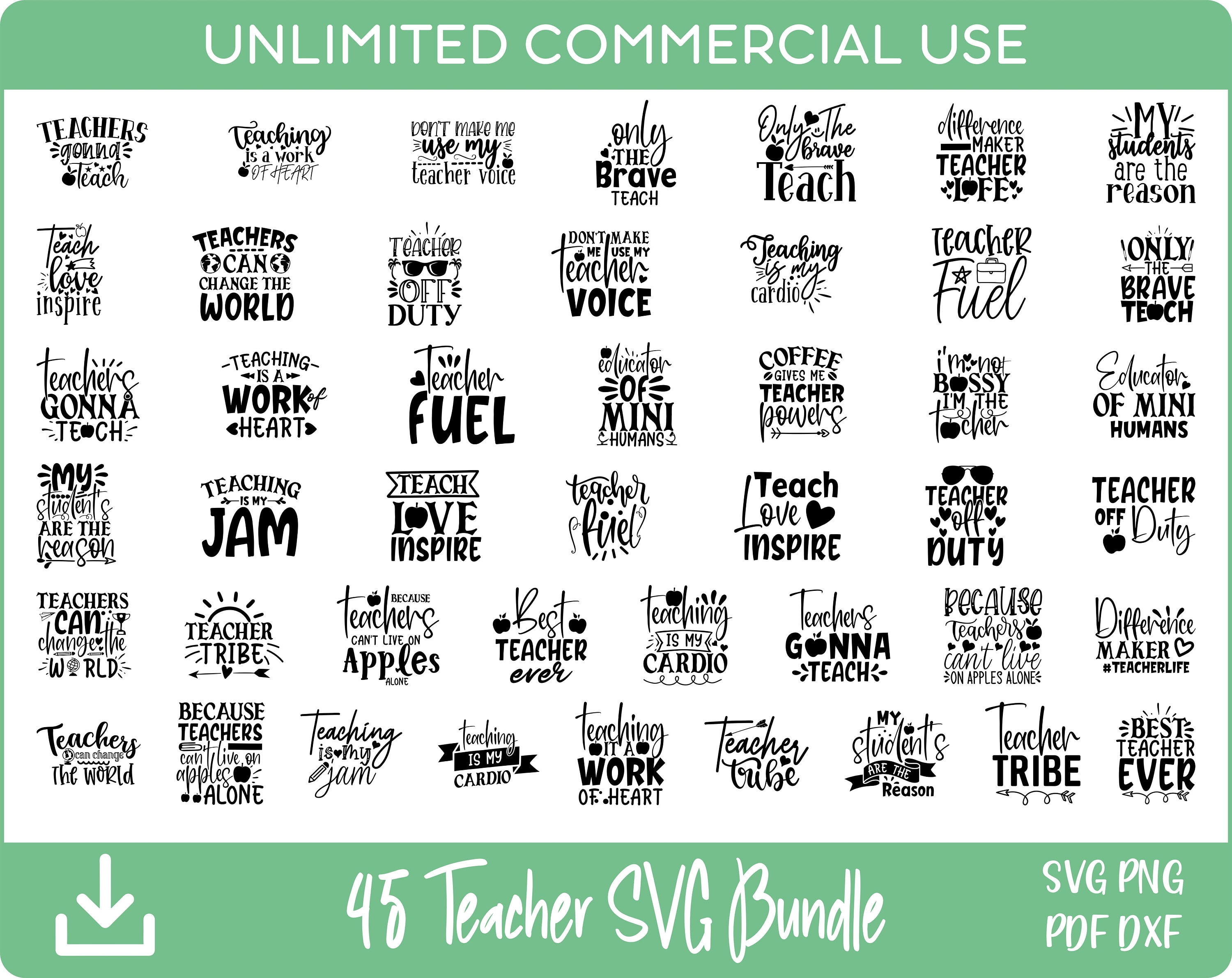45 Teacher Quotes SVG Bundle, School SVG, Back to School SVG, for ...
