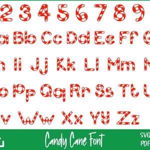 Candy Cane Font SVG, Christmasfont, Alphabet Clipart, Candy Cane ...