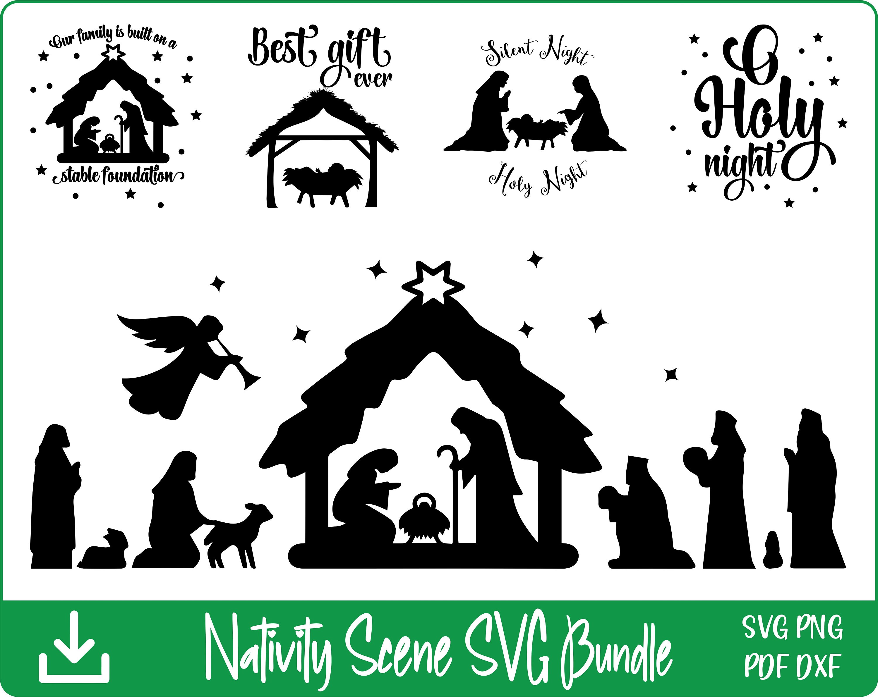 Nativity Scene SVG, Nativity SVG, Christmas Nativity, Manger Scene ...