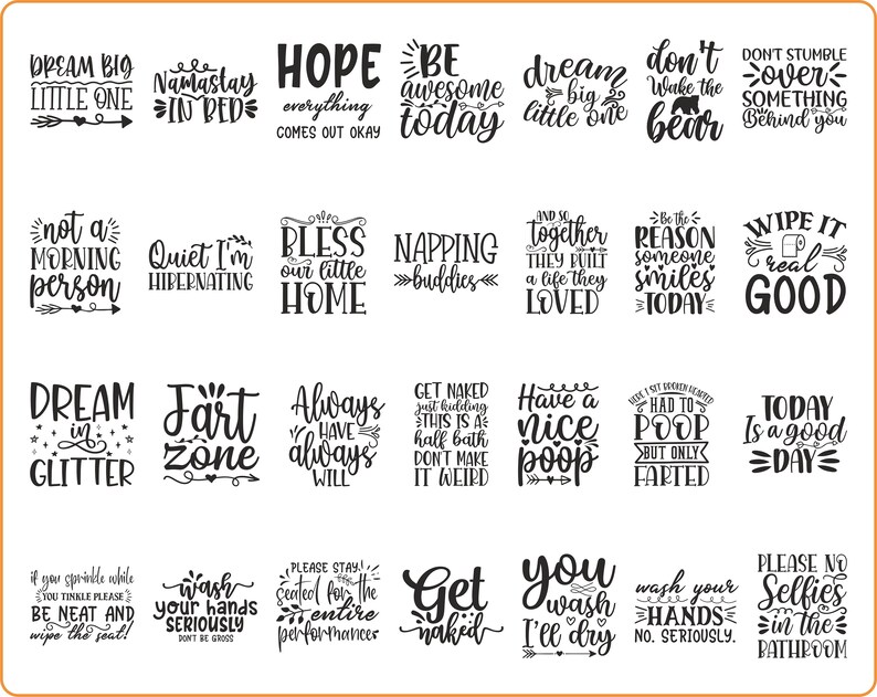 Bathroom Quotes SVG Bundle, Funny Restroom/ Washroom Decor and Signs ...