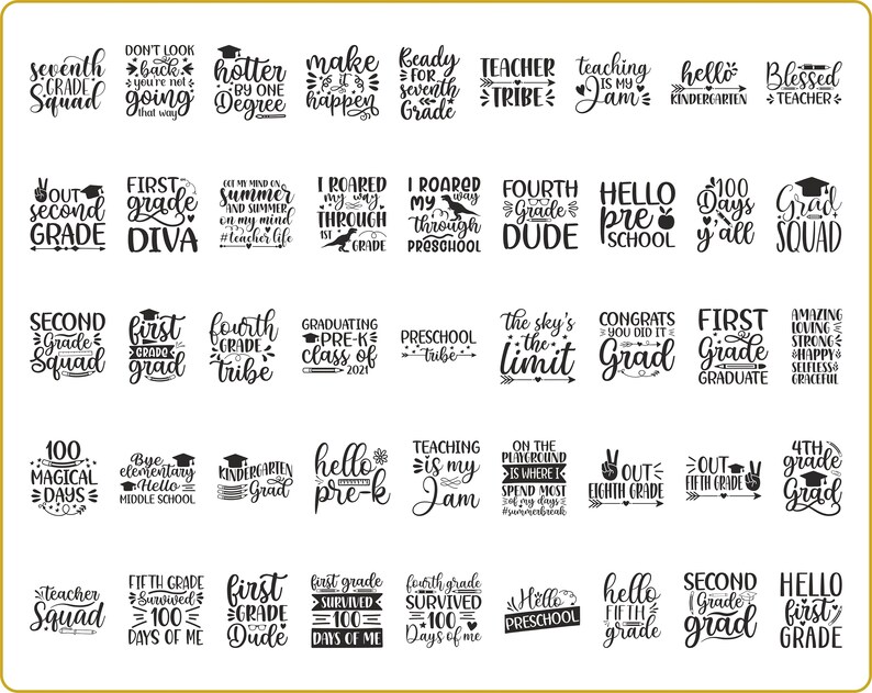 180 School Quotes SVG Bundle, Back to School SVG, 100 Days of School ...
