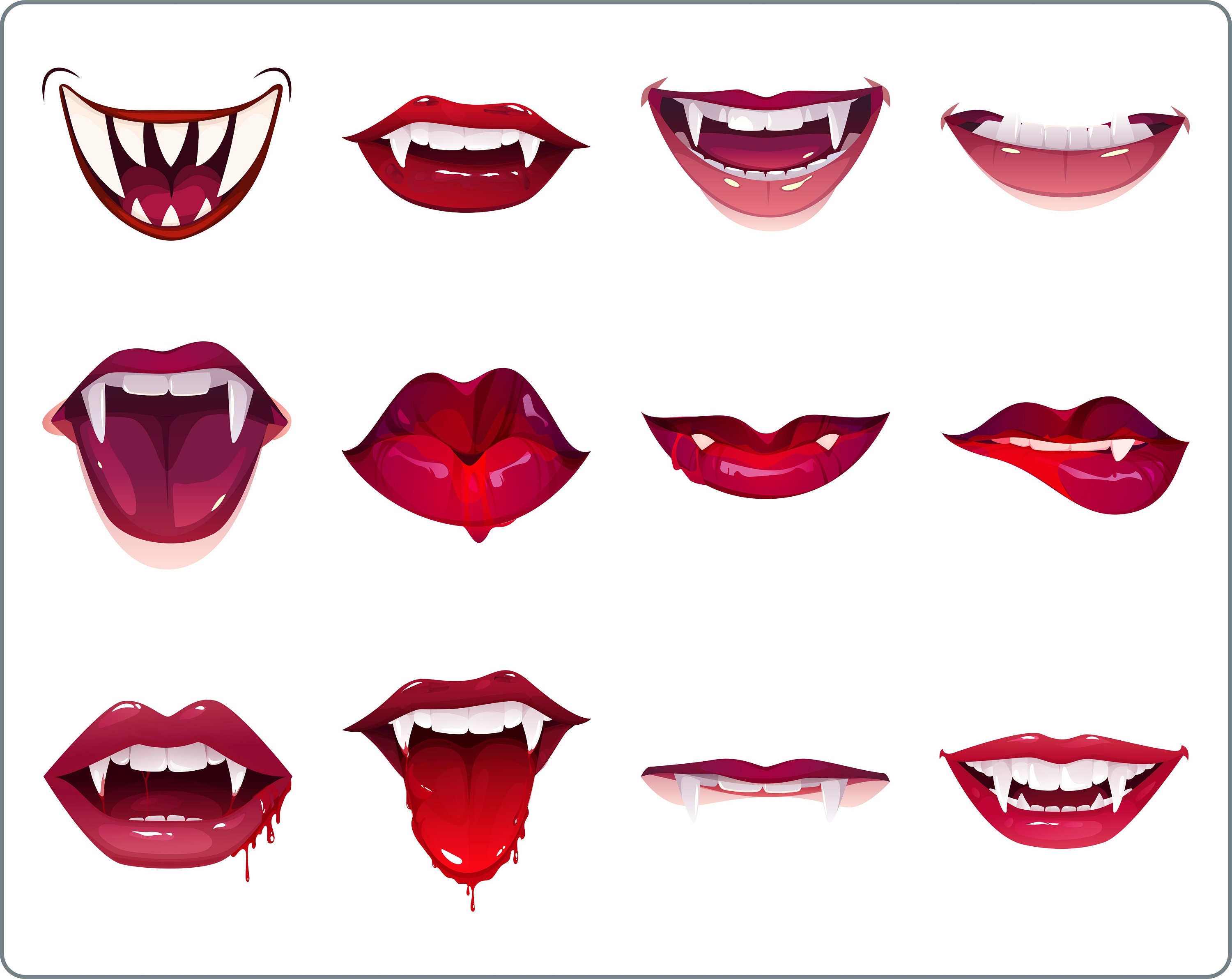 48 Vampire Lips Svg Bundle, Dripping Lips Svg, Vampire Fangs, Bloody ...