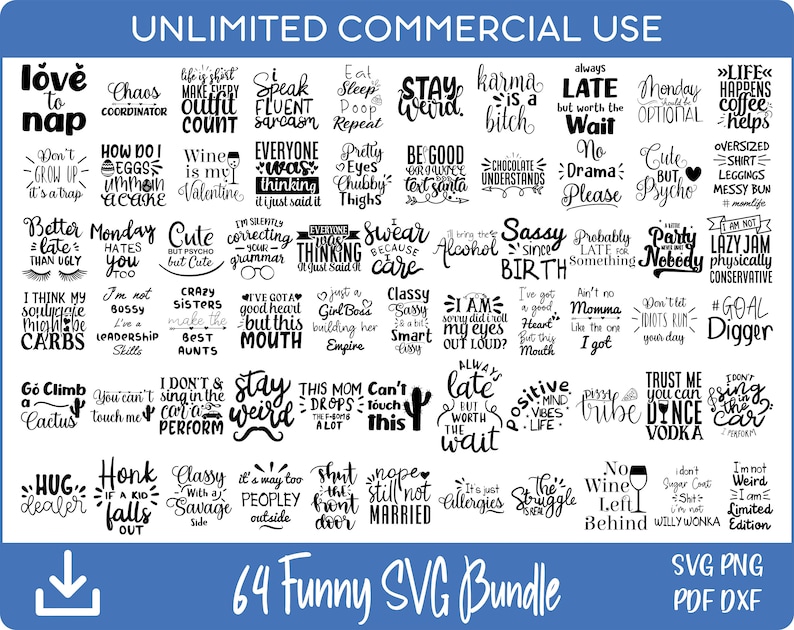 64 Funny Quotes SVG Bundle, Funny Sayings Svg, Sassy Svg, Sarcastic Svg ...