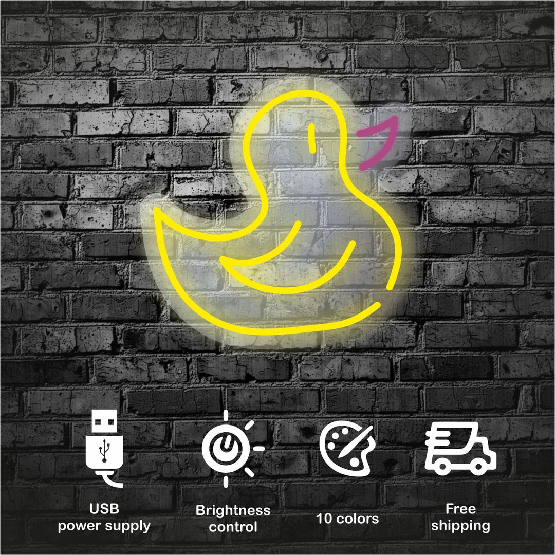 Neon Duck LED Sign – Cute Rubber Duck Wall Light, USB Powered ...