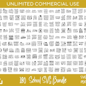 180 School Quotes SVG Bundle, Back to School SVG, 100 Days of School ...