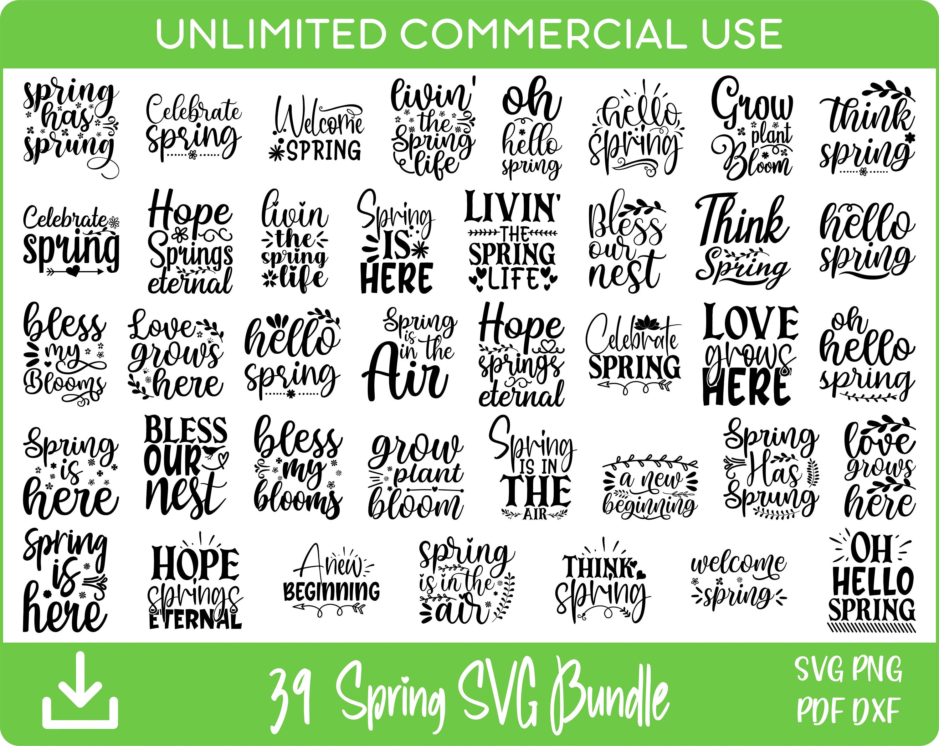39 Spring Quotes SVG Bundle, Hello Spring Svg, Spring Shirt Svg for ...