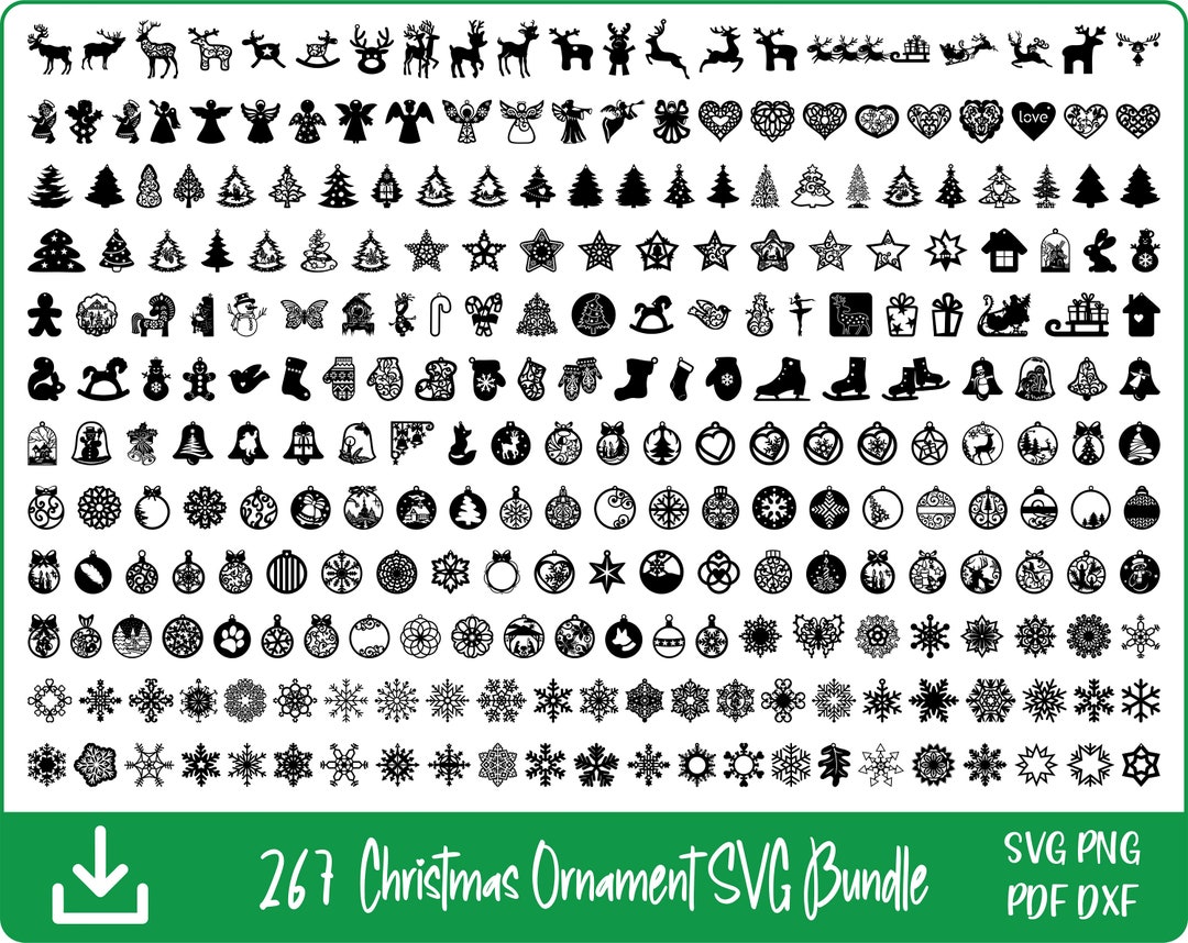 267 Christmas Ornament SVG Bundle, Tree Ornament SVG File, Christmas ...