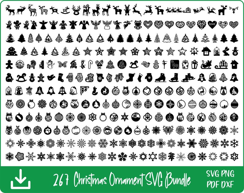 267 Christmas Ornament SVG Bundle, Tree Ornament SVG File, Christmas ...