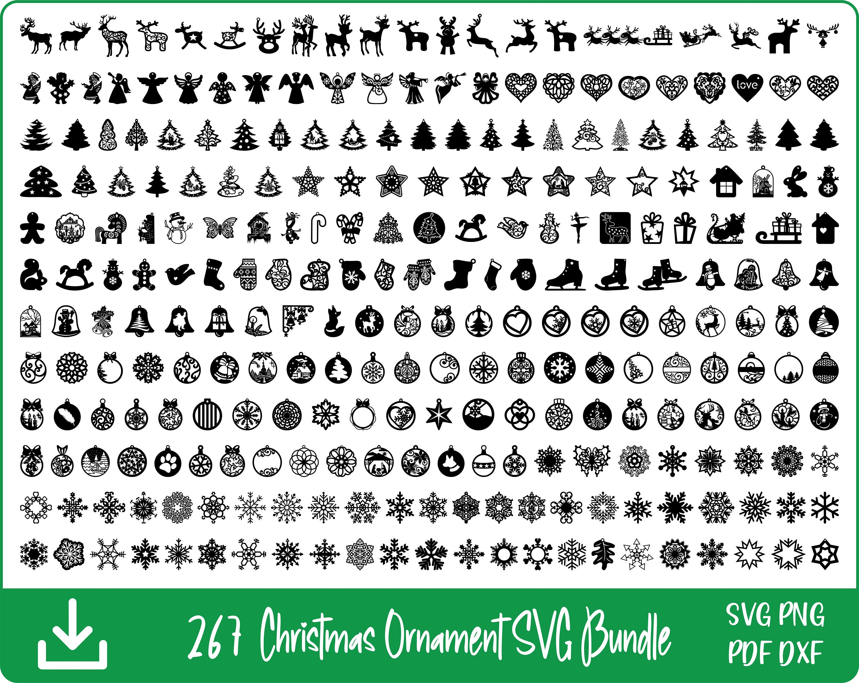 267 Christmas Ornament SVG Bundle, Tree Ornament SVG File, Christmas ...